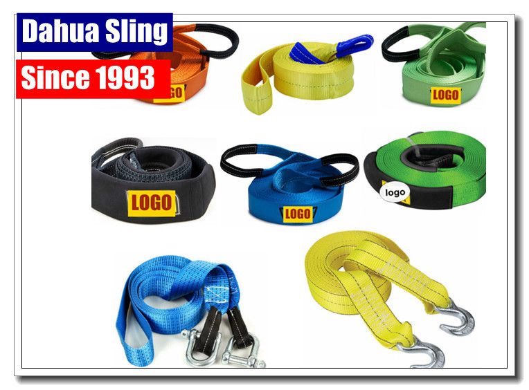 5cm X 4.5m Vehicle Recovery Strap With Hooks , 5 Ton Load Nylon Tow ...